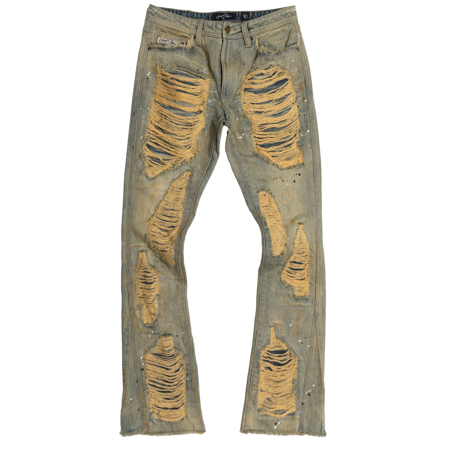 F1772 Basel Distressed Stacked Jeans - Antique Wash – FROST ORIGINALS